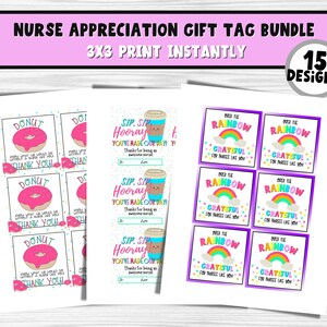 NURSE Appreciation Printable Gift Tags | Hospital Staff DIY Bulk Gift ...
