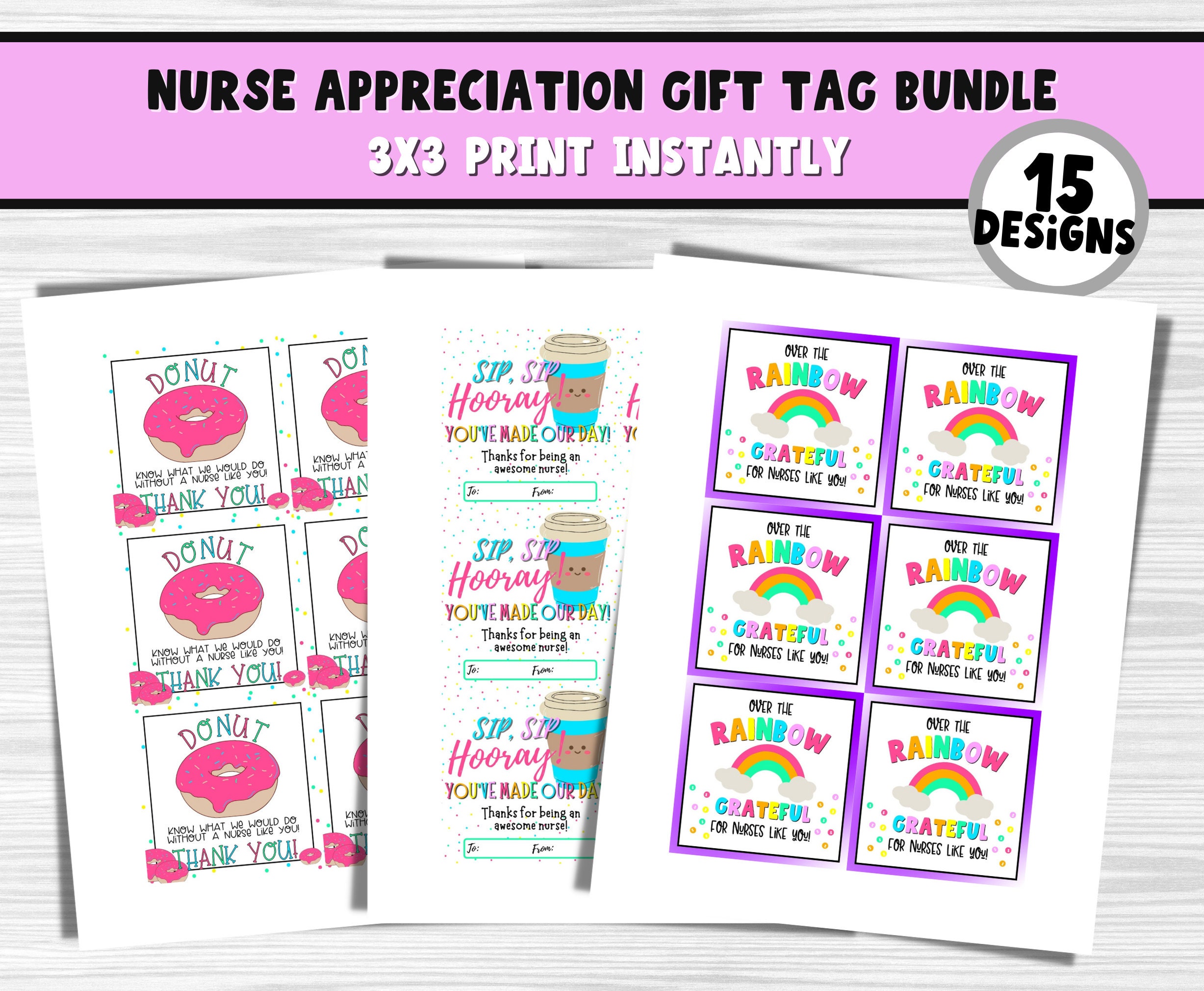 NURSE Appreciation Printable Gift Tags | Hospital Staff DIY Bulk Gift ...
