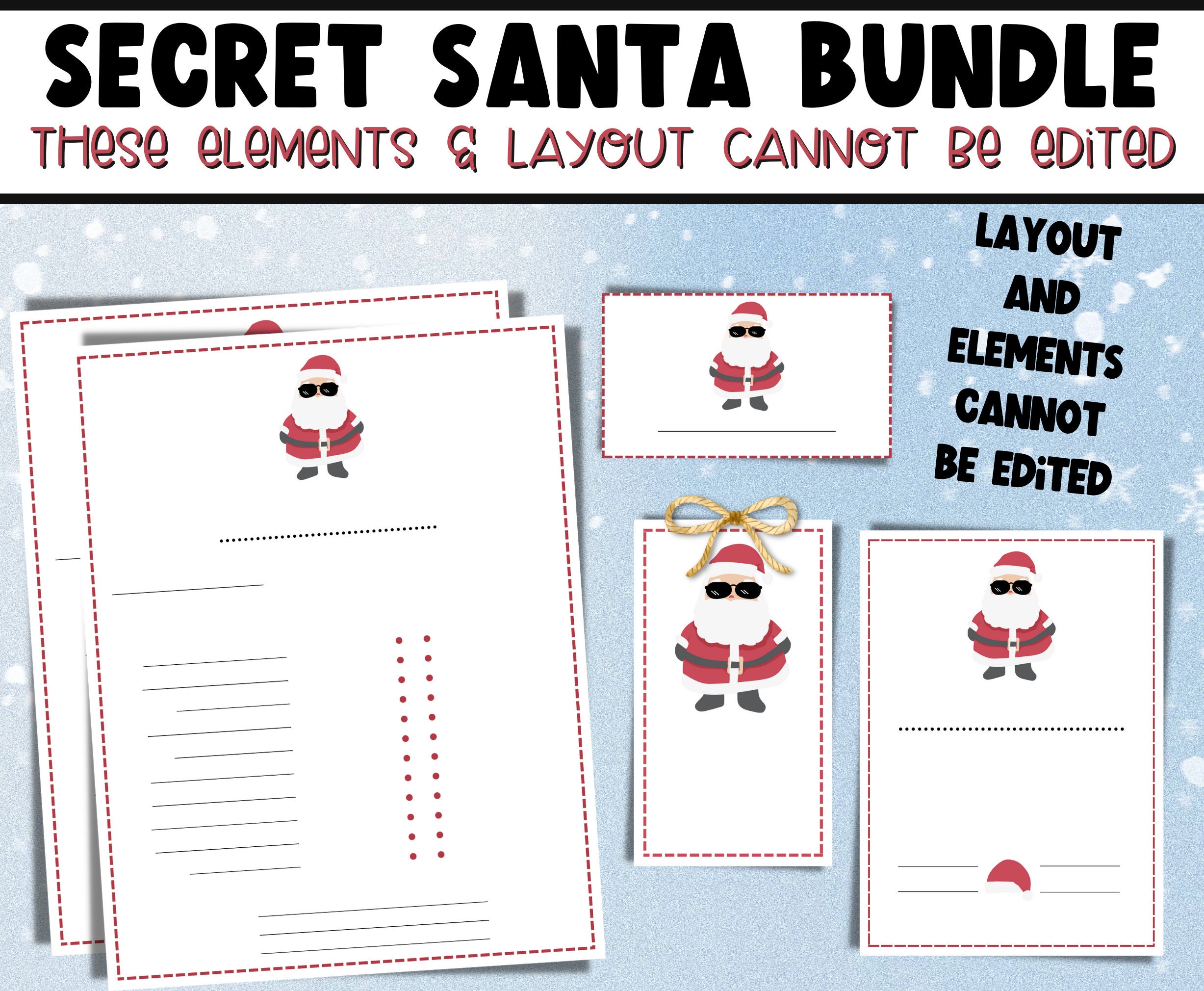 Secret Santa Holiday Questionnaire Editable Bundle | Secret Santa Gift ...