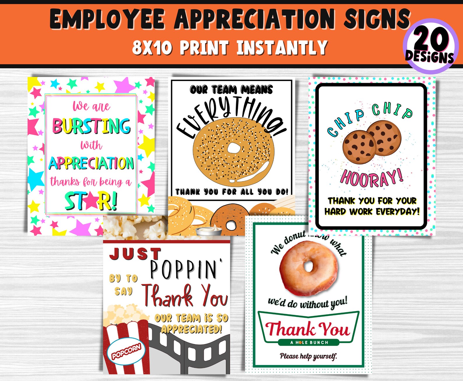 Staff Appreciation Sign Bundle 20 Designs Brunch Lunch - Etsy