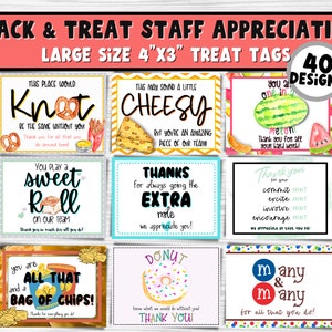SNACK & TREAT Staff Appreciation Bundle Gift Tags | Large Size 4"x3 ...