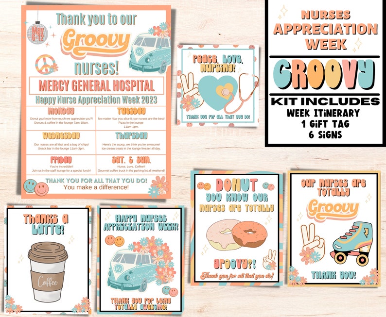 Nurses Appreciation Week Editable Itinerary | Hospital Staff DIY Bulk ...