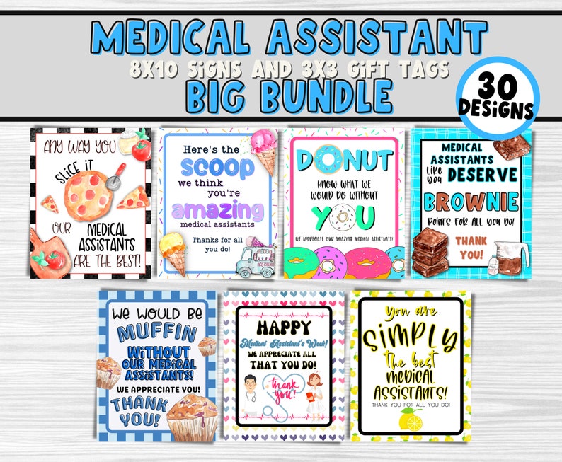 BIG MEDICAL ASSISTANT Appreciation Printable Sign & Gift Tag Bundle ...