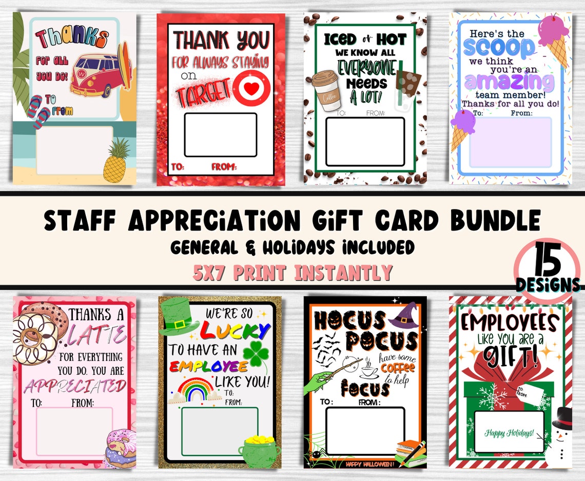 Staff Appreciation Bundle Gift Card Holders Holiday Employee - Etsy