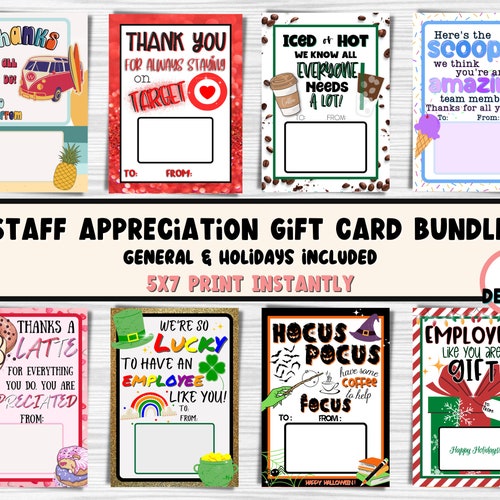 Staff Appreciation Bundle Gift Card Holders Holiday Employee - Etsy