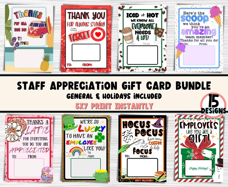 Staff Appreciation Bundle Gift Card Holders Holiday Employee - Etsy