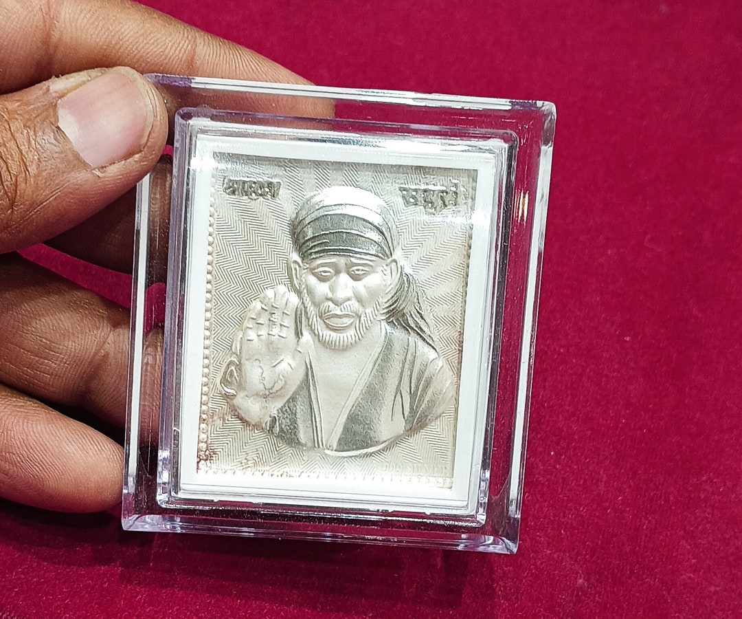 999 Pure Silver Sairam Picture Frame, Silver Sai Baba Picture Frame ...