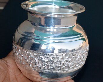 Pure Silver Kalash for Pooja Mandir Lota, Silver Kalasam for Gift and ...