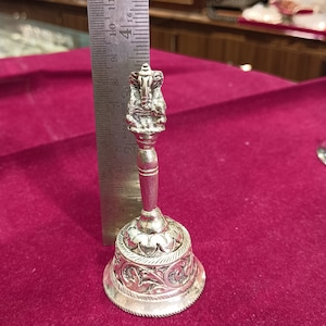 925 Sterling Silver Bell for Pooja Mandor, Silver Hand Ghanti, Pure ...