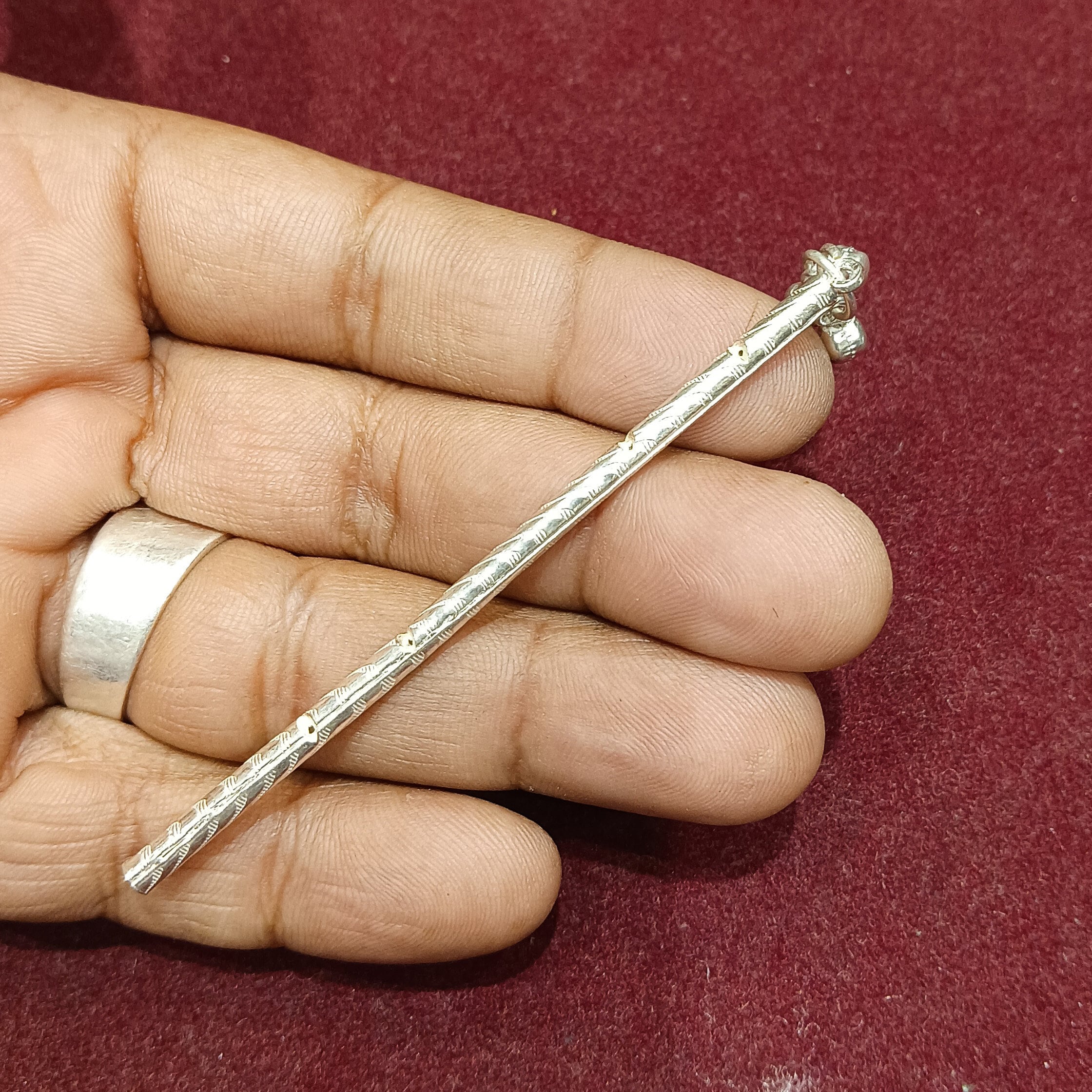 925 Sterling Silver Idol Krishna Flute, Handmade Silver Bansuri, Laddu ...