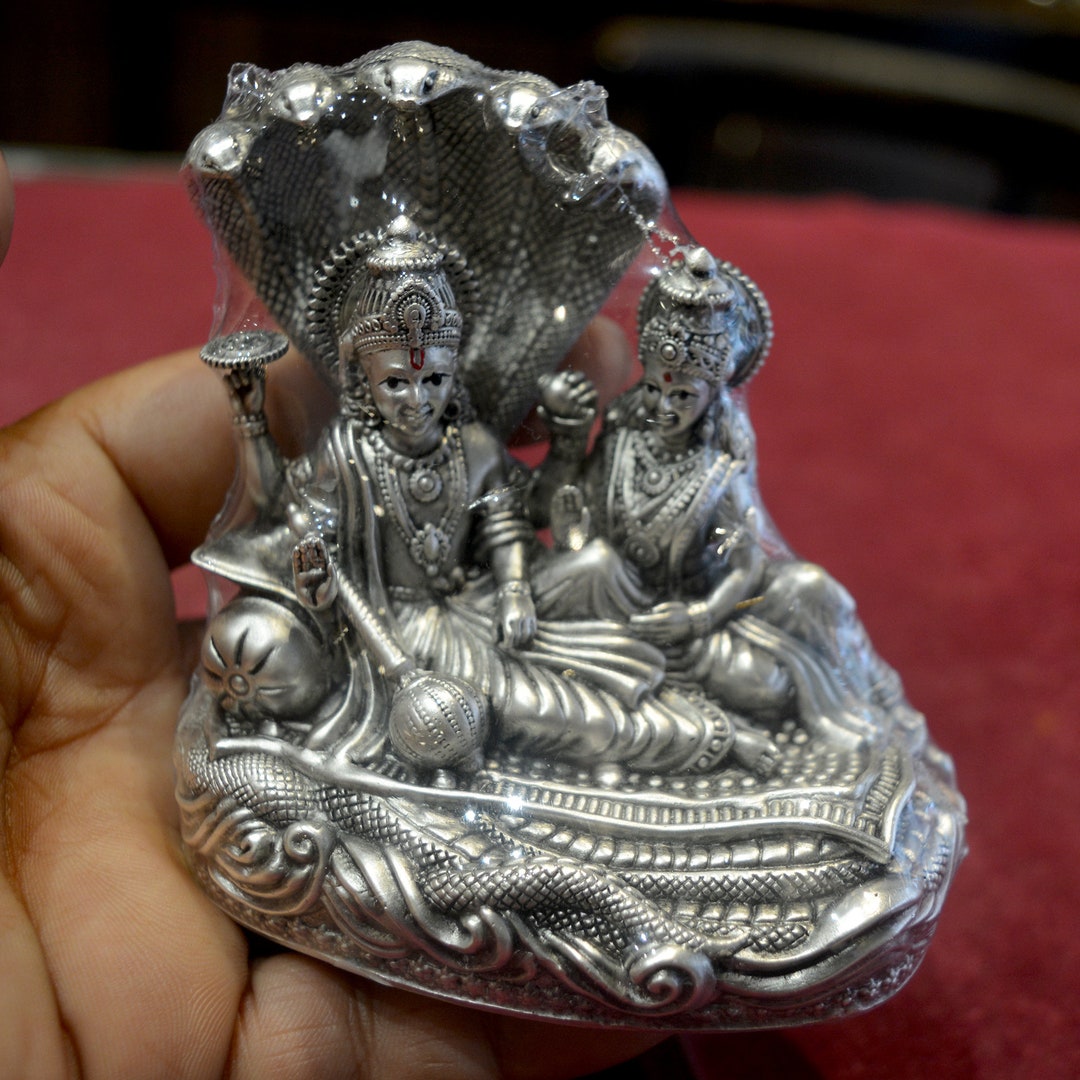 925 Pure Silver Lakshmi Narayana Statue: Hindu Diwali Puja Murti - Etsy