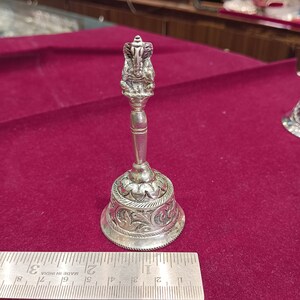 925 Sterling Silver Bell for Pooja Mandor, Silver Hand Ghanti, Pure ...