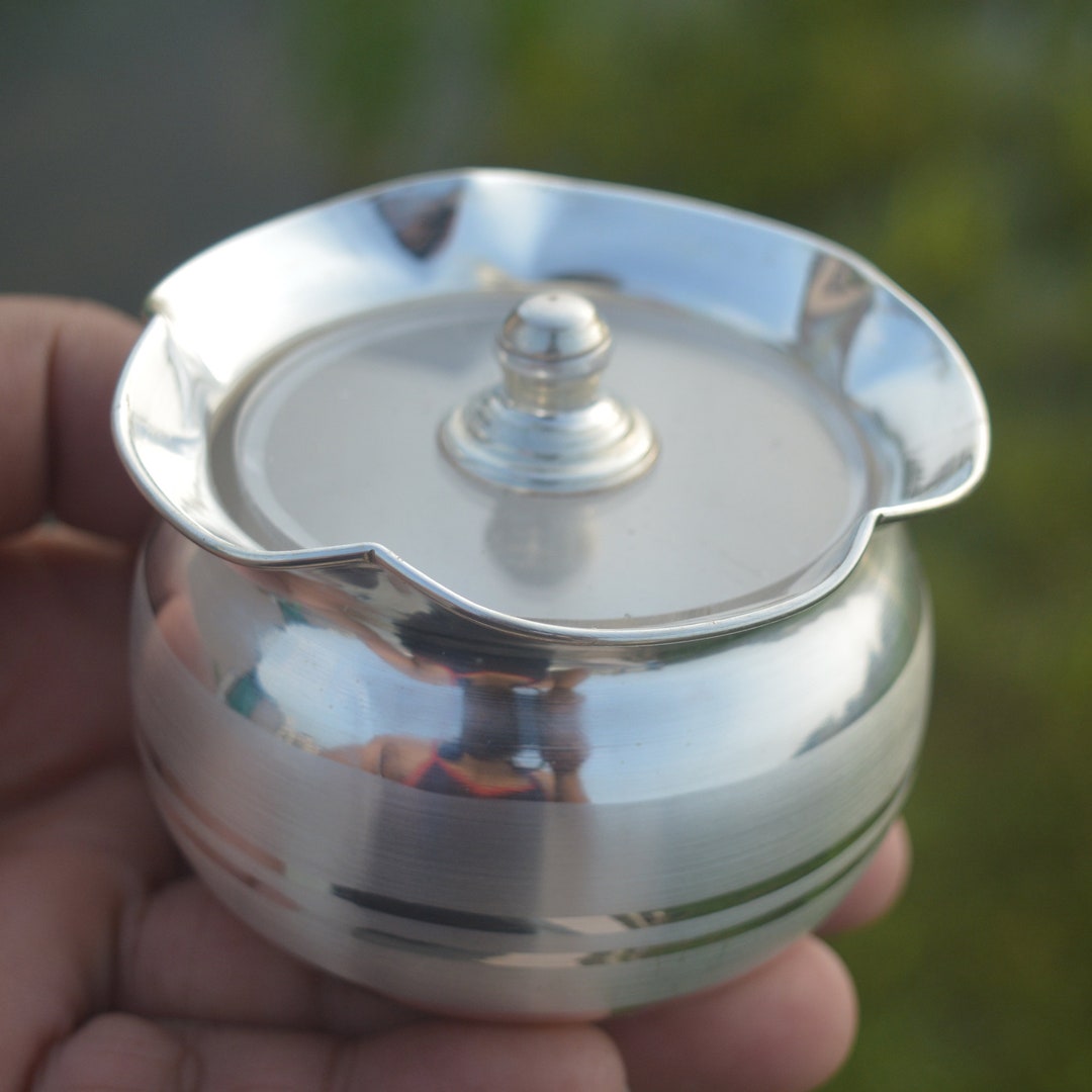 Sterling Silver Ghee Pot: Indian Puja Oil Jar - Etsy