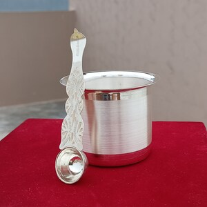 Pure Silver Pancha Patra With Spoon, Plain Silver Pancha Patra ...