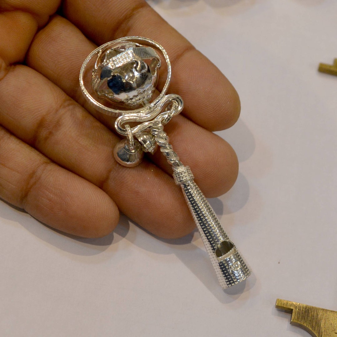 Baby's First Silver Rattle. Magic Sound Baby Toy. Personalised Newborn ...