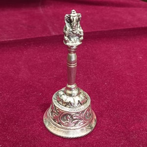 925 Sterling Silver Bell for Pooja Mandor, Silver Hand Ghanti, Pure ...