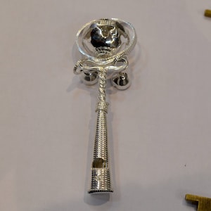 Baby's First Silver Rattle. Magic Sound Baby Toy. Personalised Newborn ...