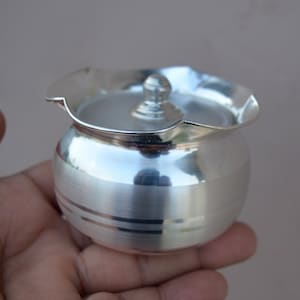Sterling Silver Ghee Pot: Indian Puja Oil Jar - Etsy