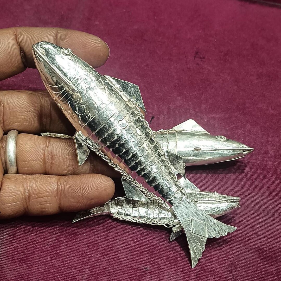 Buy 925 Silver Lord Vishnu Fish Idol, Handmade Matsya Pooja Sculpture ...