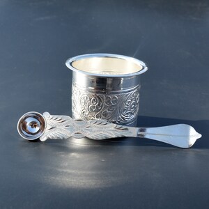 Pure Silver Pancha Patra With Spoon, Carving Design, Housewarming Gift ...