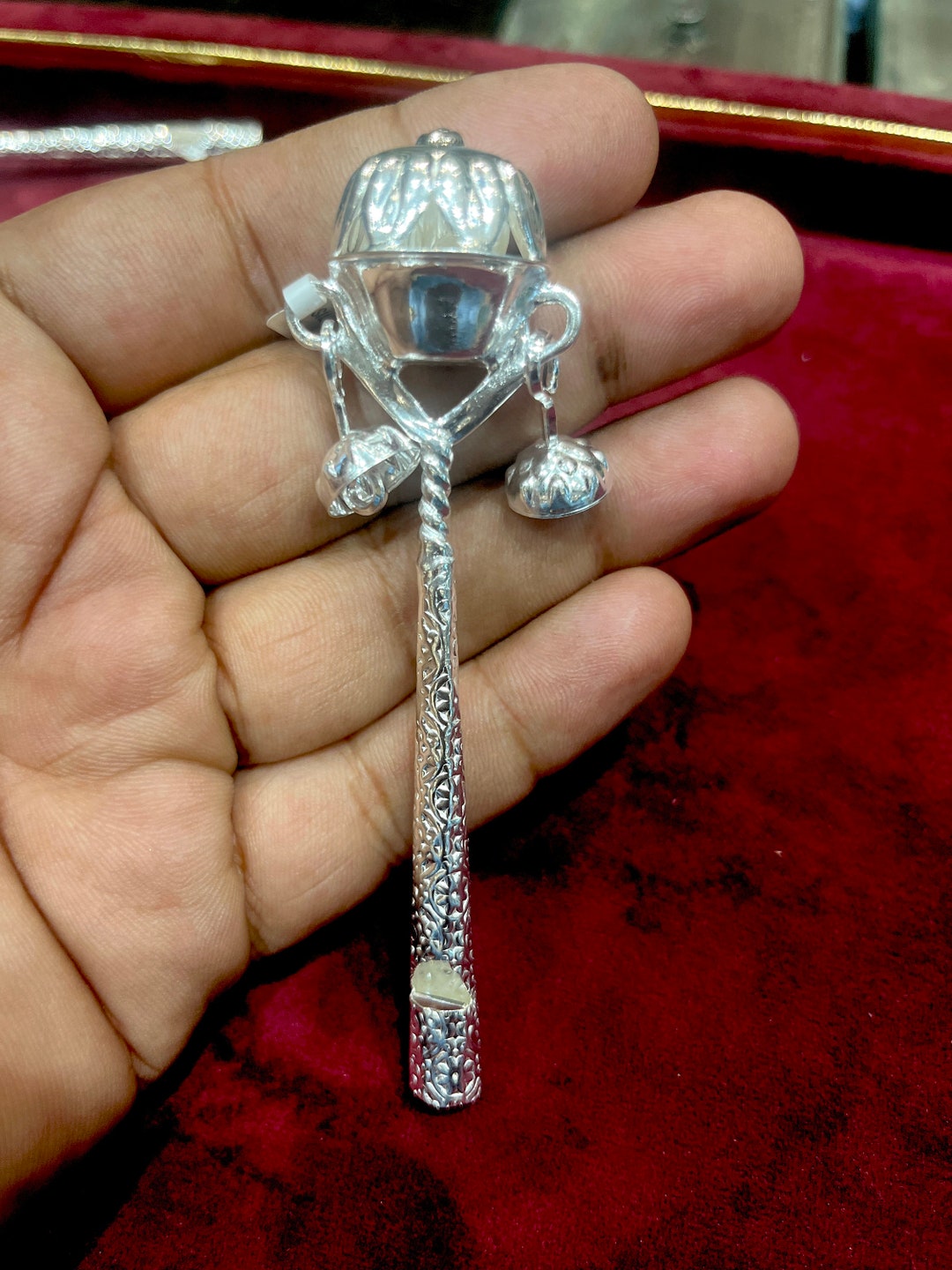 Pure 925 Sterling Silver Rattle With Whistle Toys, 925 Sterling, Free ...