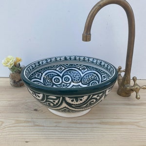 Emerald Green Bathroom Vessel Sink Made From Ceramic 100% Handmade Hand ...