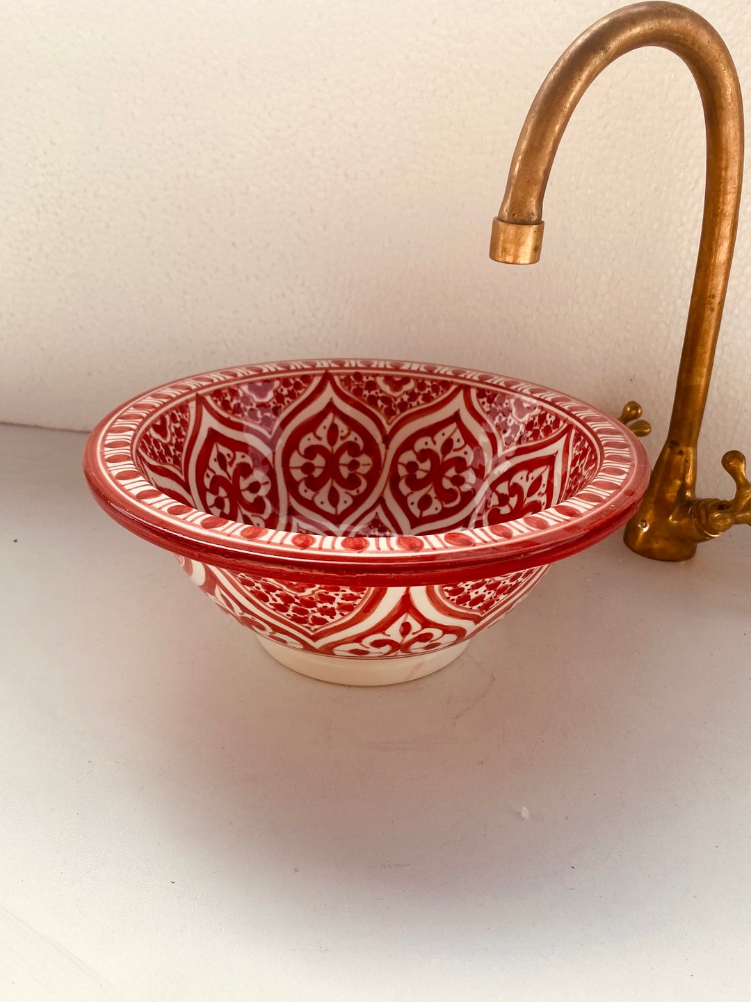 Bathroom Vessel Sink Red Made From Ceramic 100% Handmade Ceramic Sink ...