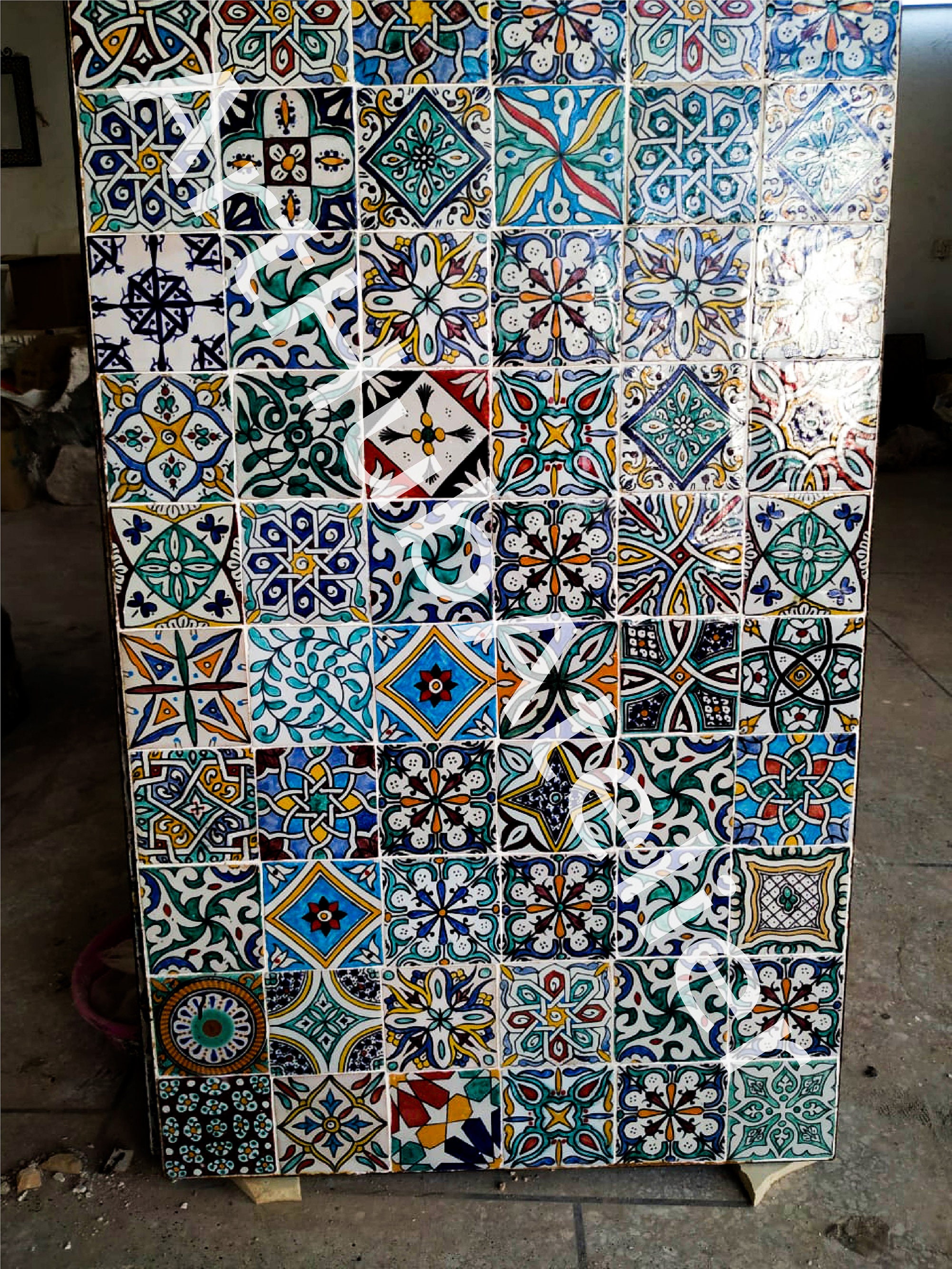 CUSTOMIZABLE Ceramic Tiles Hand Painted Zellige - Etsy