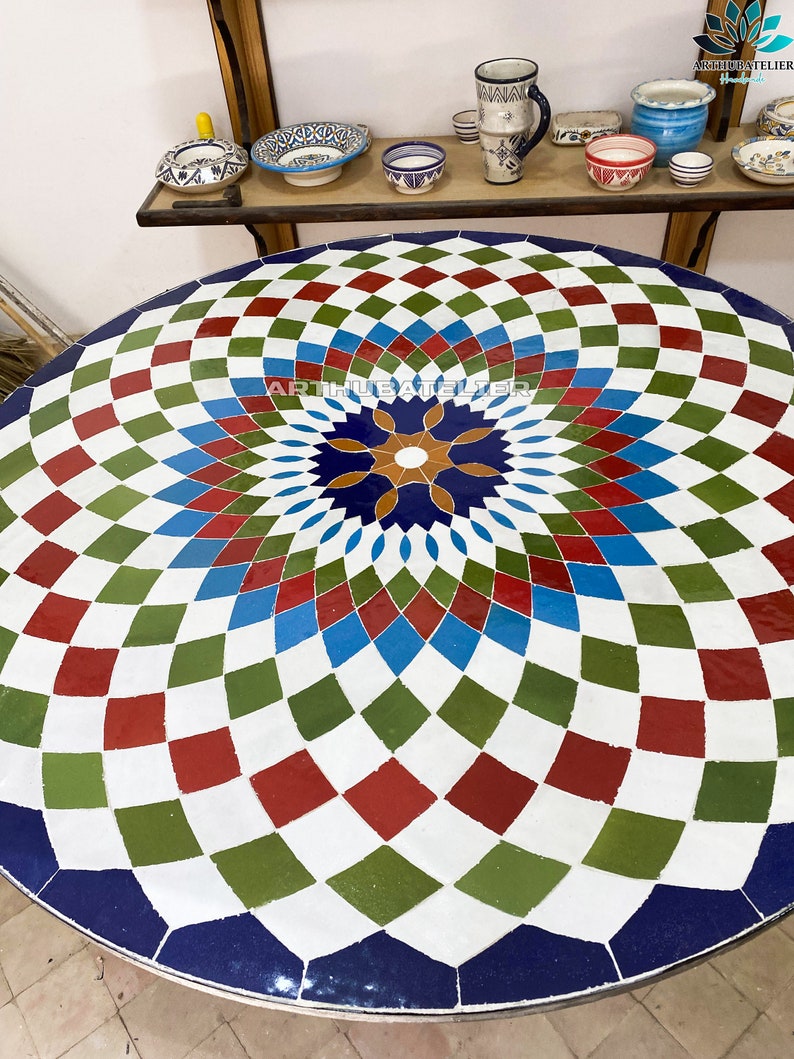 Mosaic Table Round for Outdoor-indoor 100% Handmade With - Etsy