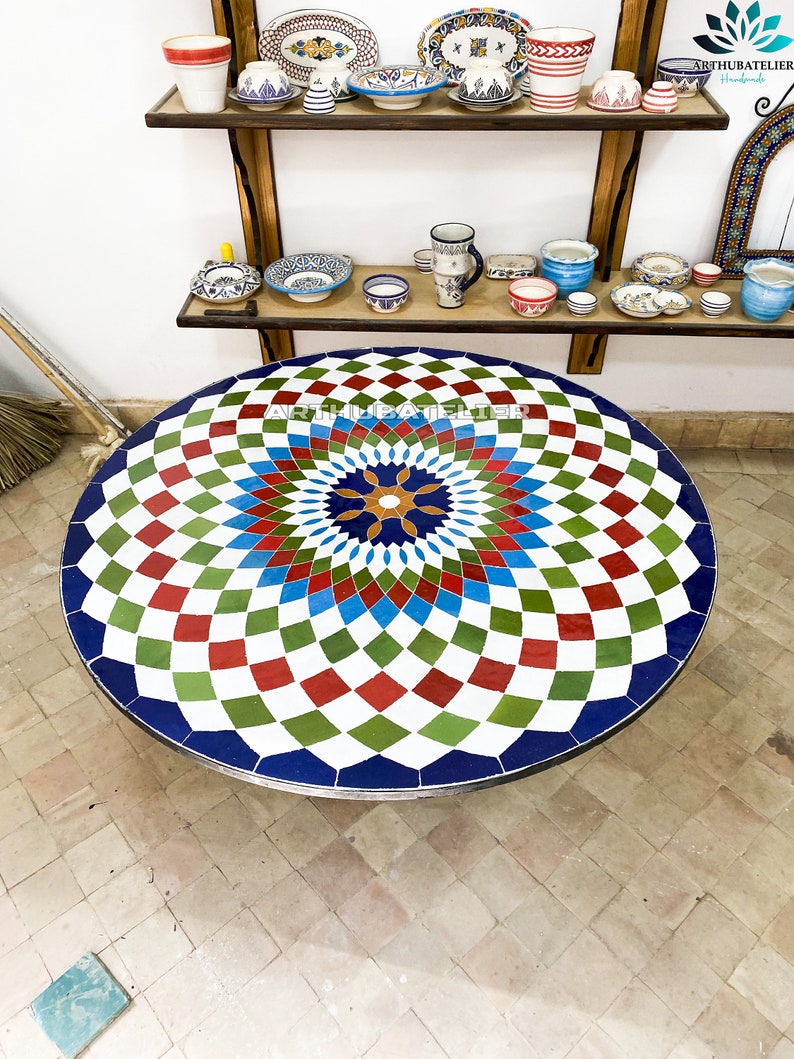 Mosaic Table Round for Outdoor-indoor 100% Handmade With - Etsy