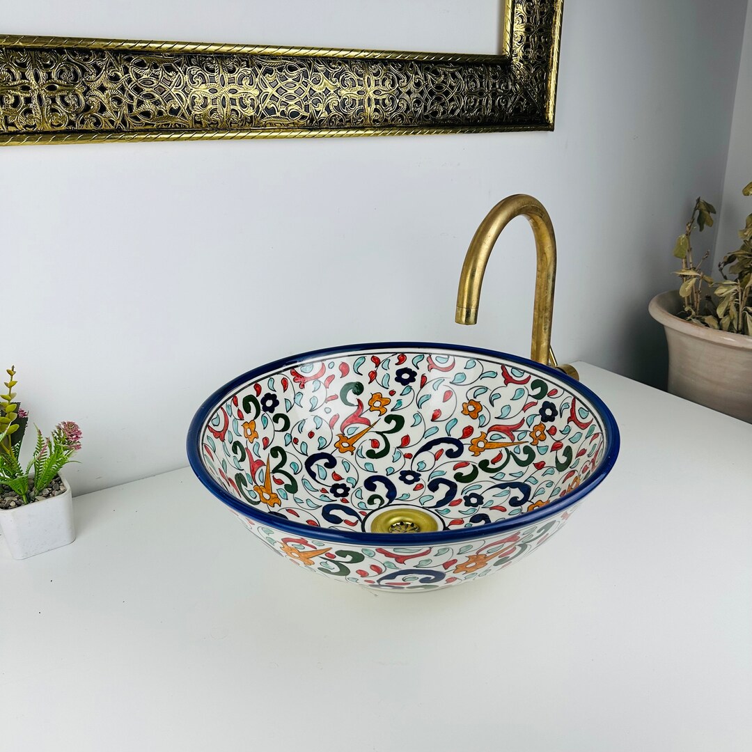 Flower Design Washbasin Bathroom Vessel Sink, Counter Top Modern Vanity ...