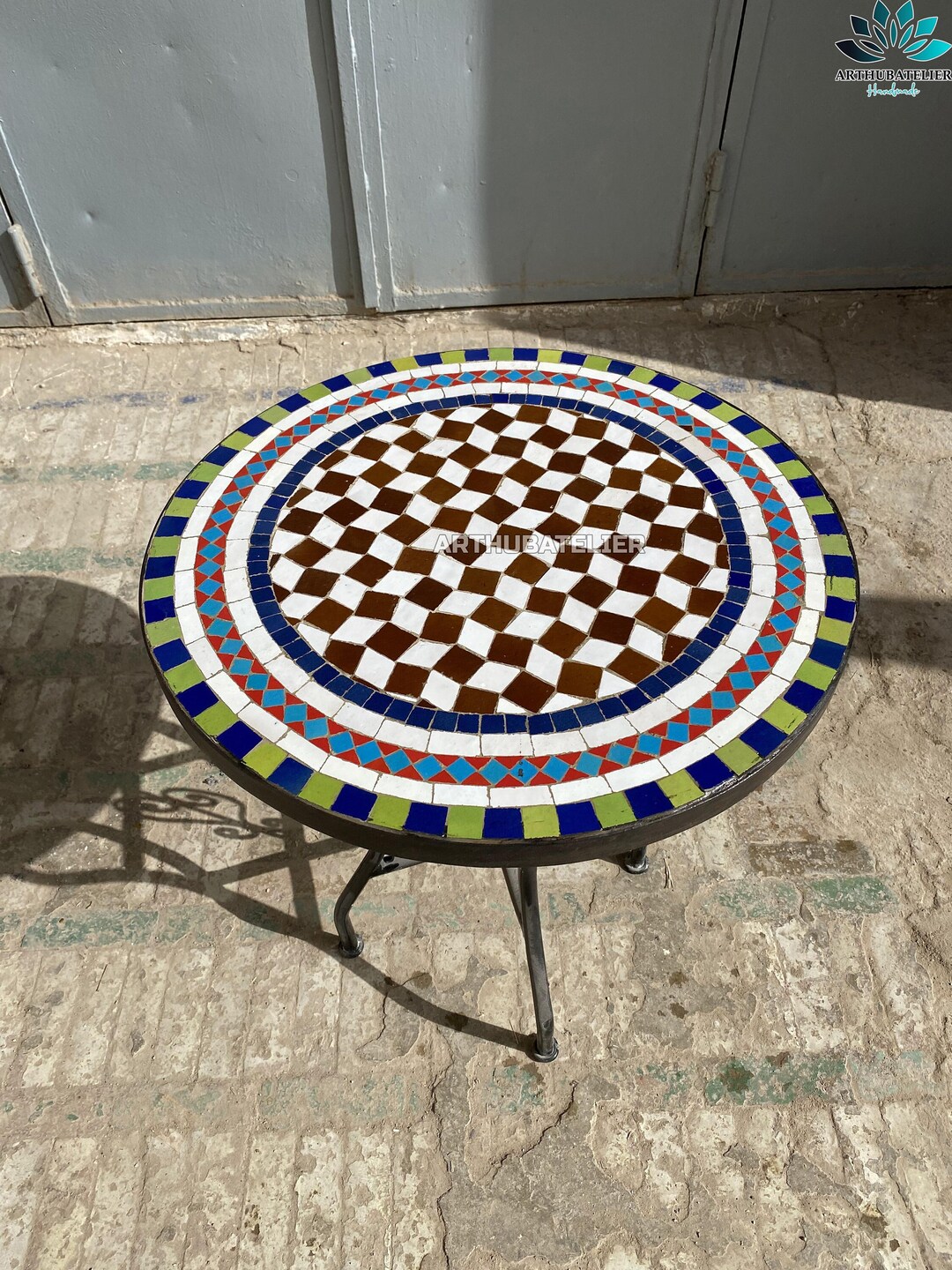 Coffee Table Made From Mosaic Tiles Round for Indoor and Outdoor 100% ...