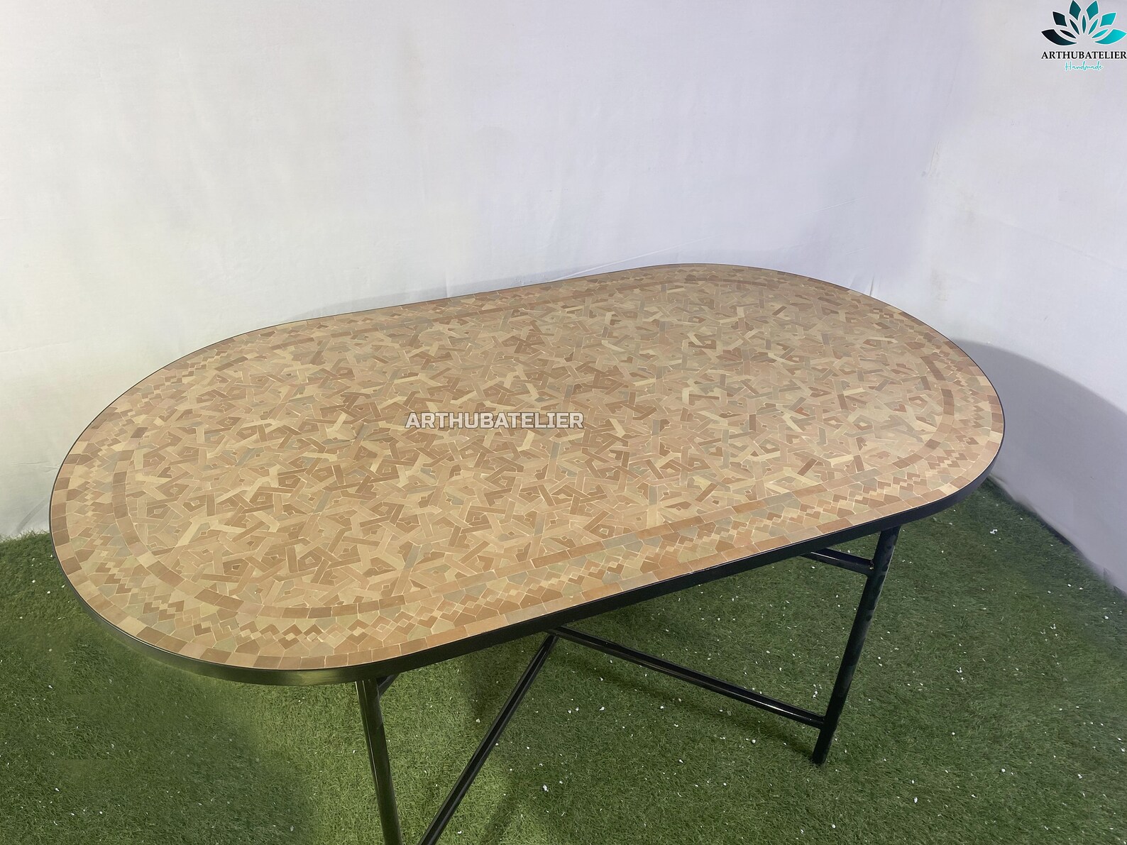 Mosaic Dining Table Color of Natural Stone Geometric Design - Etsy