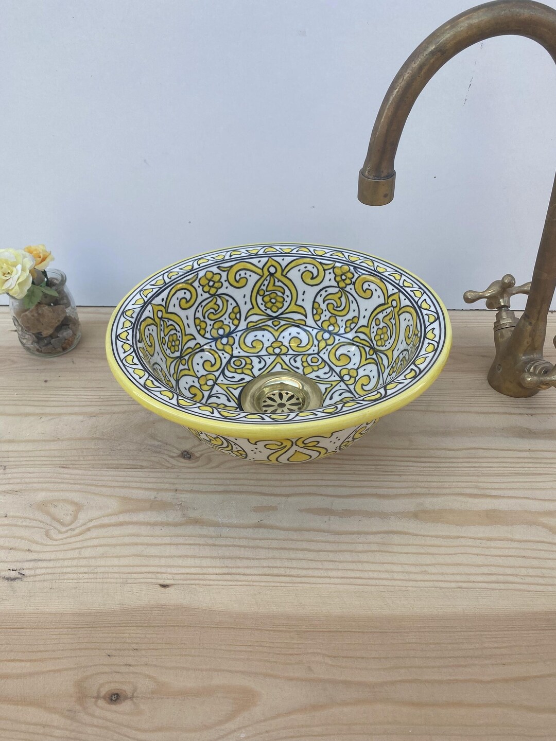 Yellow Vessel Washbasin Made From Ceramic 100% Handmade Hand Painted ...