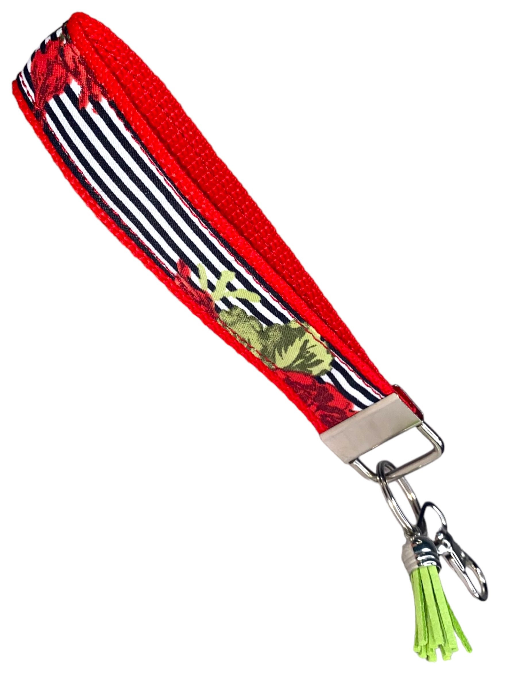 Red Roses Key Fob, Wristlet Strap, Fabric Keychain, Keyfob, Key Chain ...