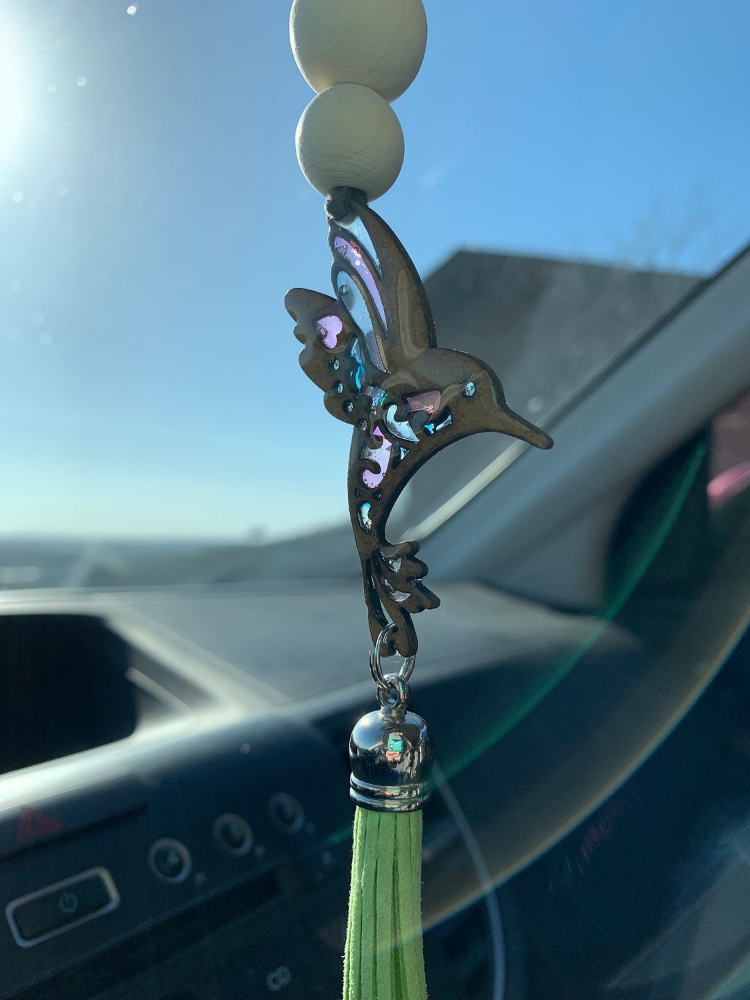 Hummingbird Car Mirror Hangers Wood and Resin Rear View Mirror ...