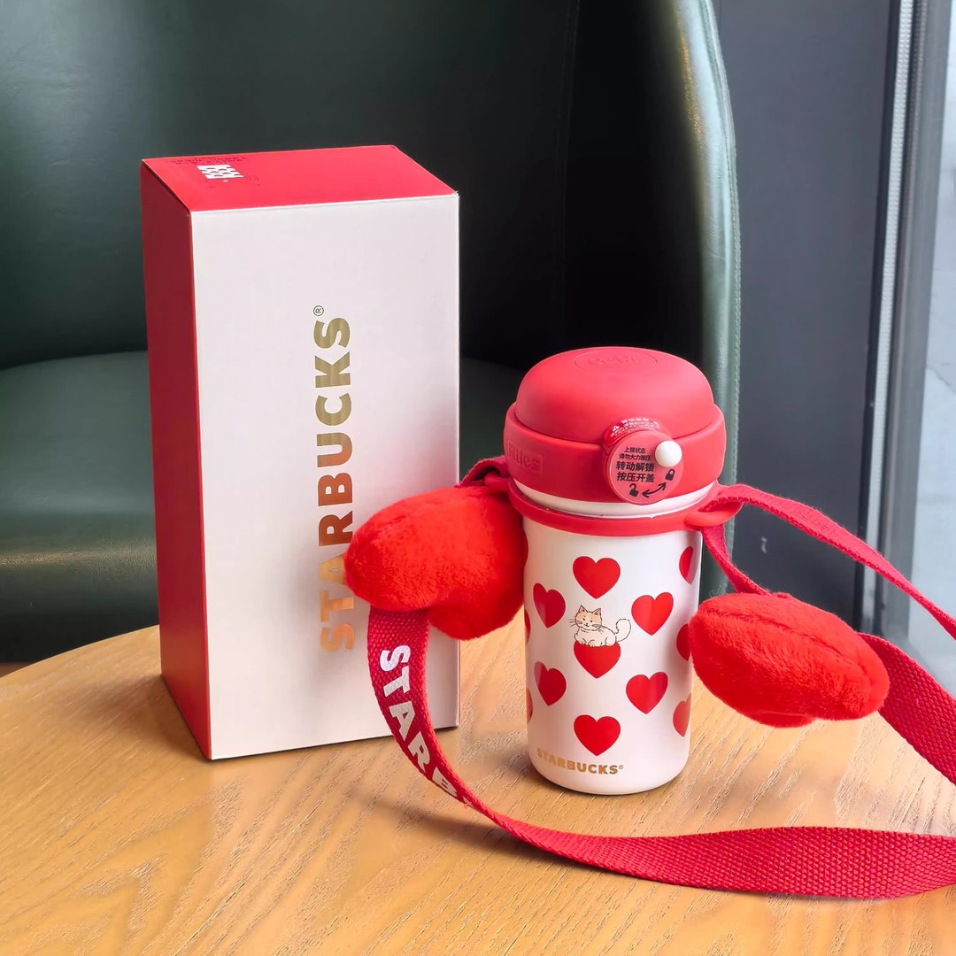 Starbucks China 2024 Valentine's Day Heart Lovely Cat SS Tumbler 15oz/445ml Straw Vaccum Cup - Etsy