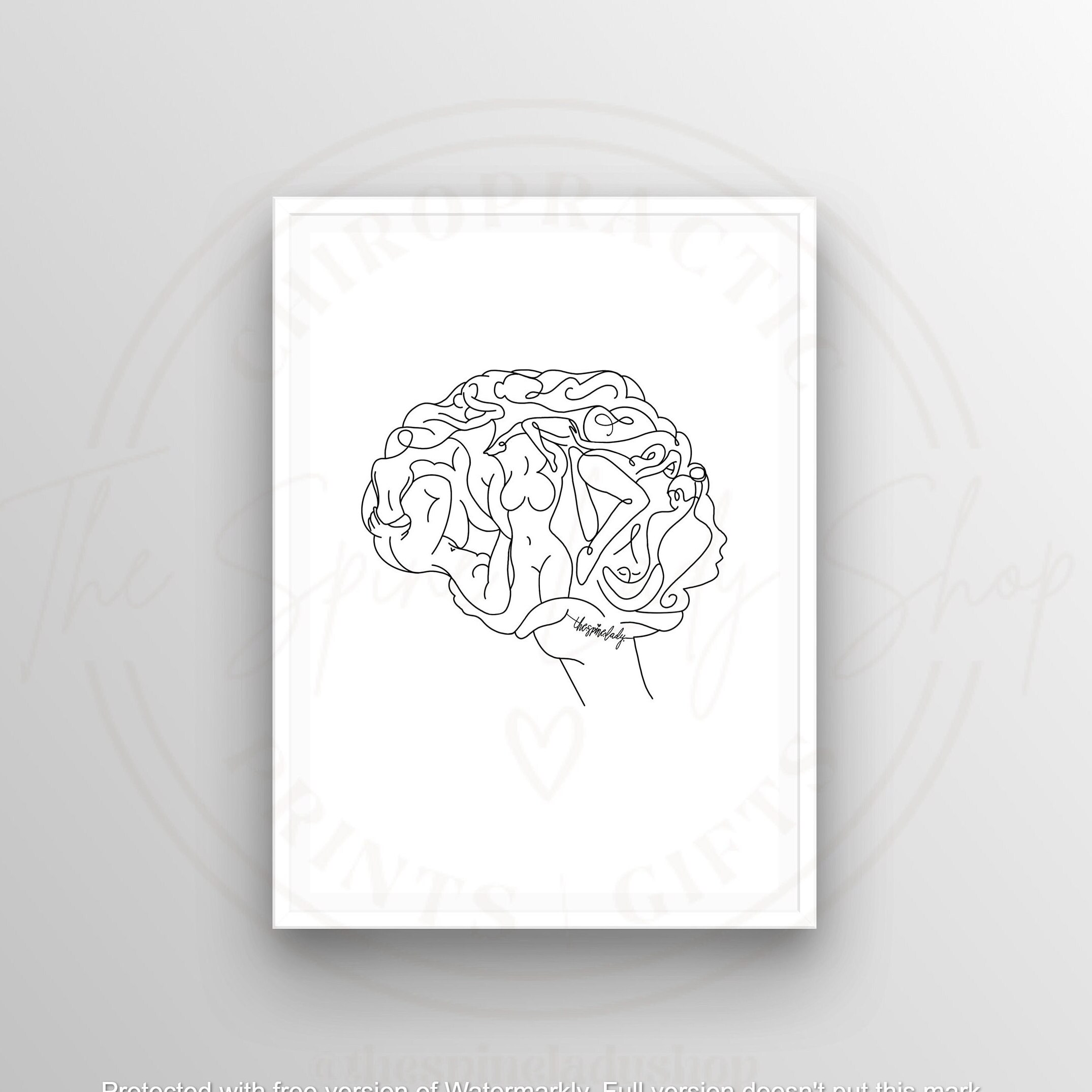 MIND of a WOMAN Female Brain Brain Line Art Woman Line Art Feminine ...
