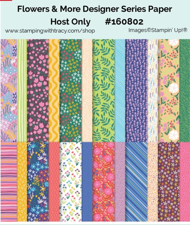 12 Sheets Flowers & More Designer Series Paper by Stampin Up, Special ...