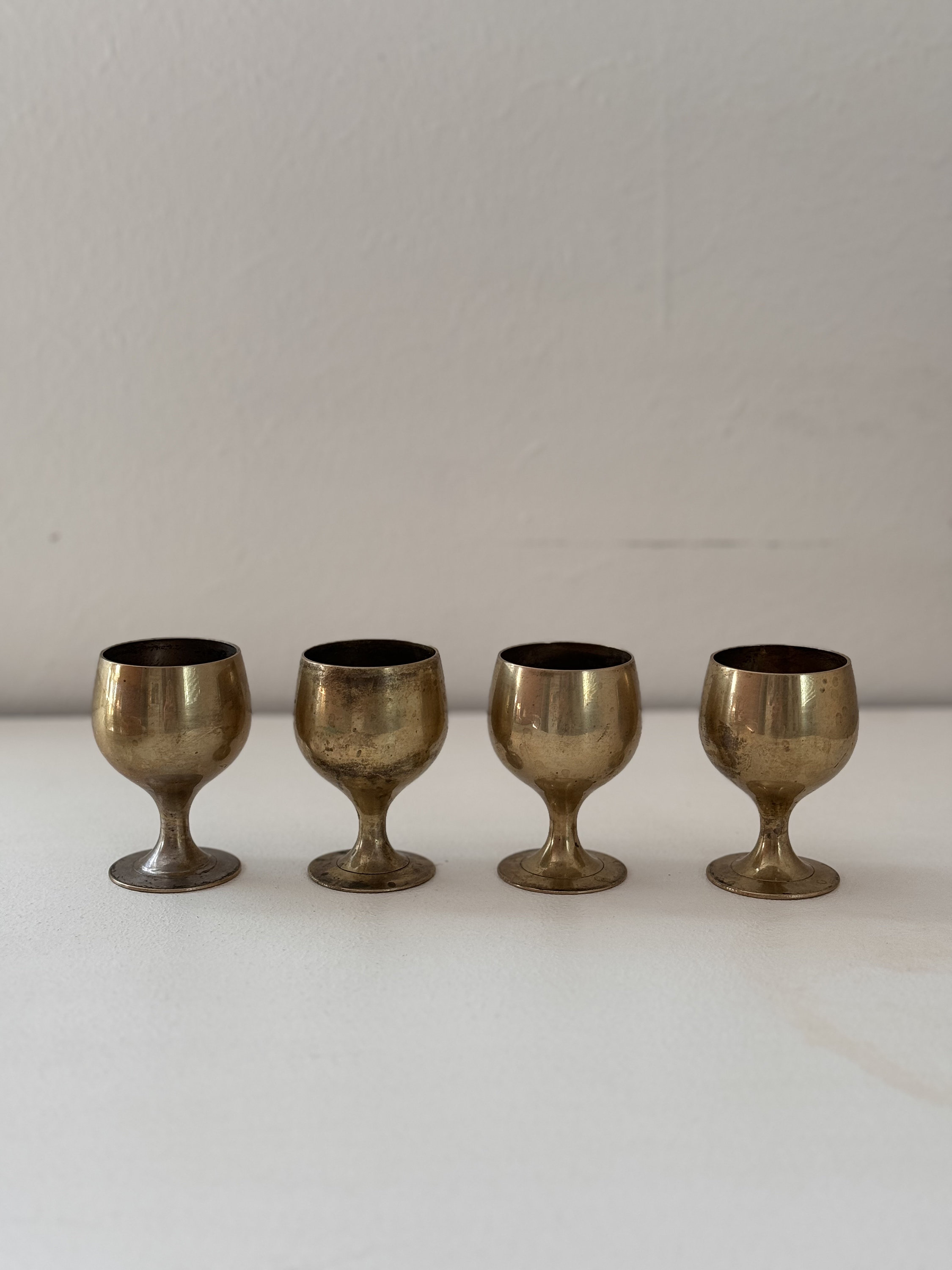 Vintage Small Solid Brass Goblet Cups - Etsy