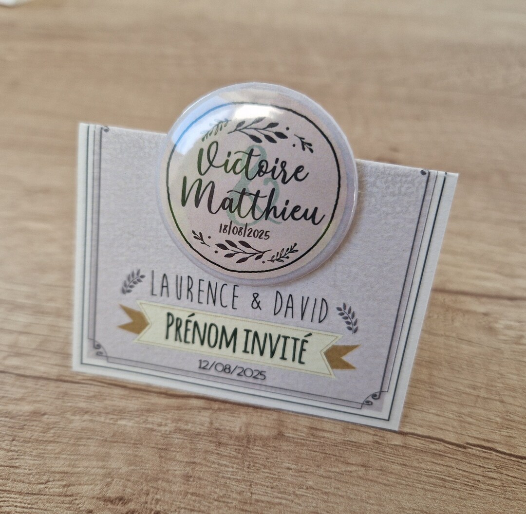 Wedding Badge With Support Model A 37mm First Name Wedding Guest Gift ...