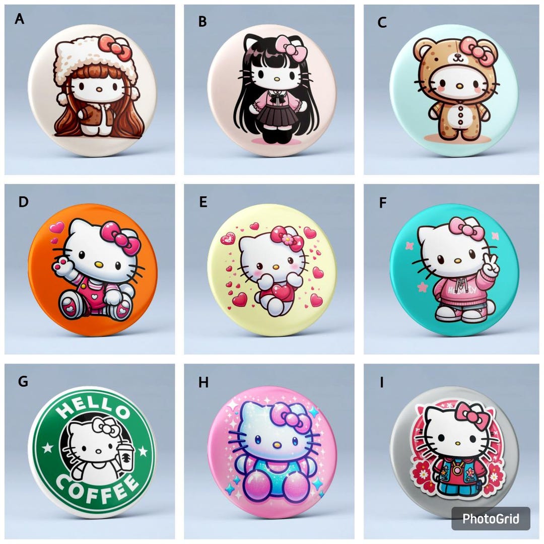 Hello Kitty Badge / Hello Kitty Keyring Pins - Etsy