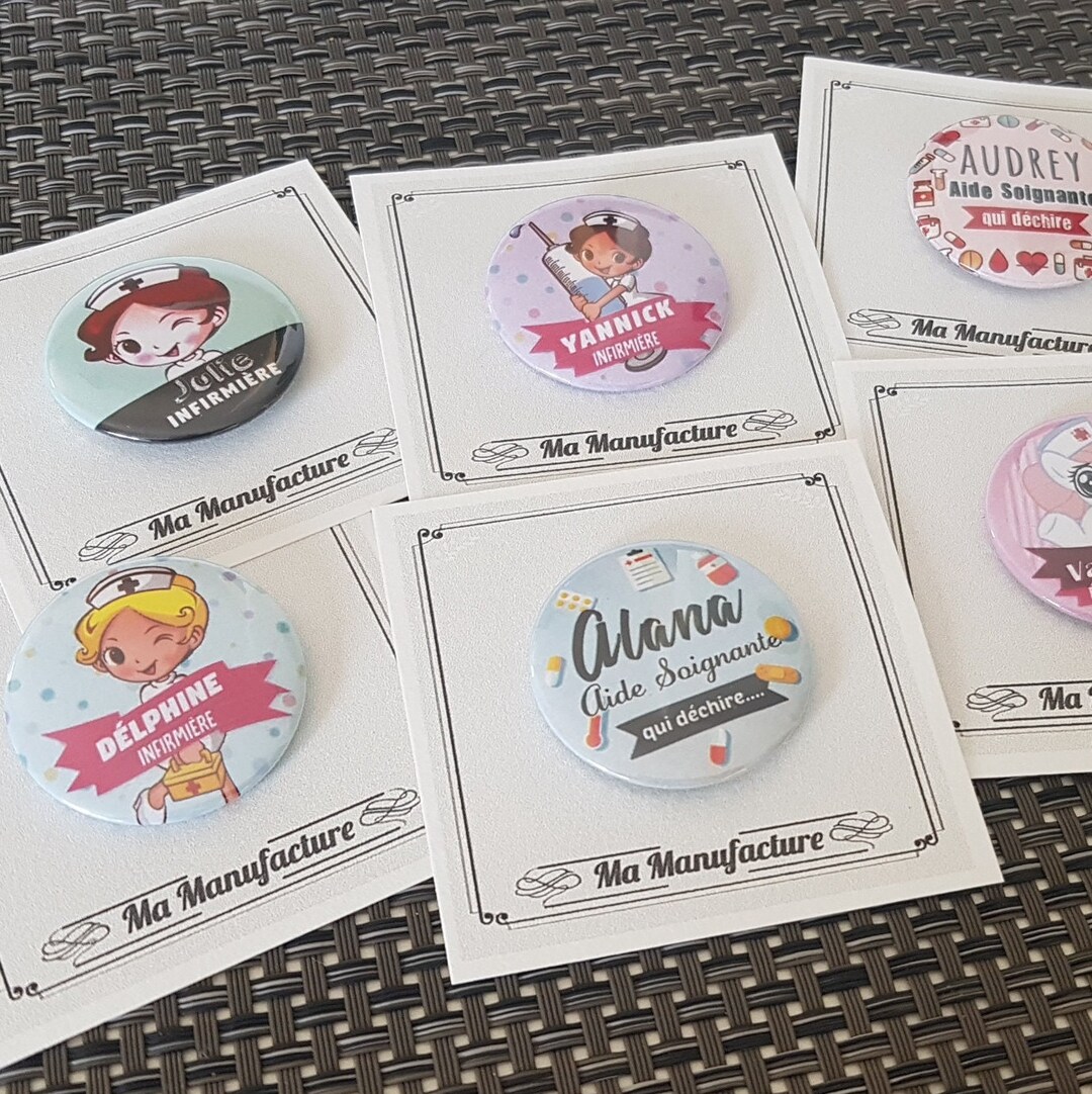 Lot of 5 Personalized Nurse Badges 37mm or 56mm / Ash / Caregiver ...