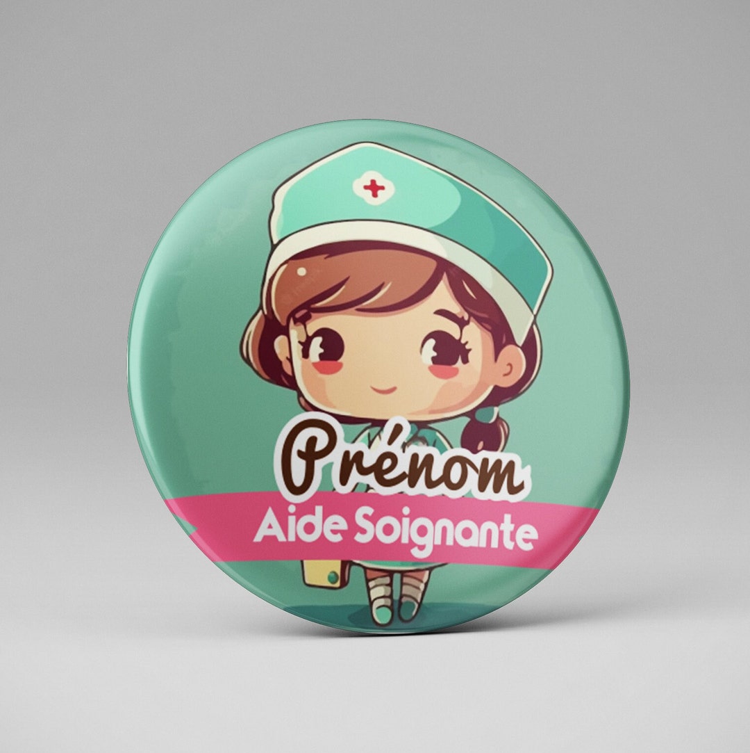 Personalized Nurse Badge 37mm / Ash / Caregiver / Medical Professions ...