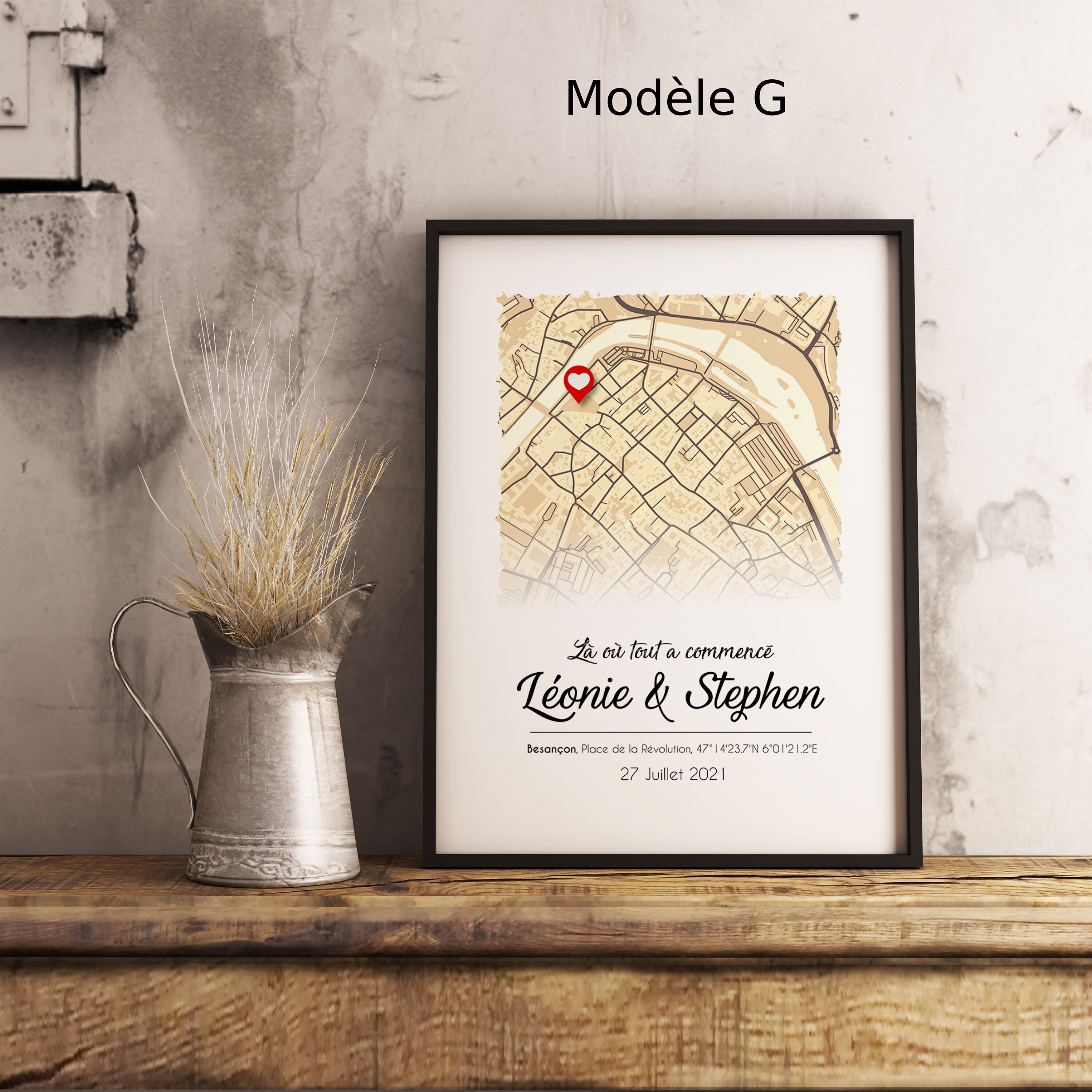 Meeting Place Couple Map Poster, Personalized Couple Poster With Heart ...