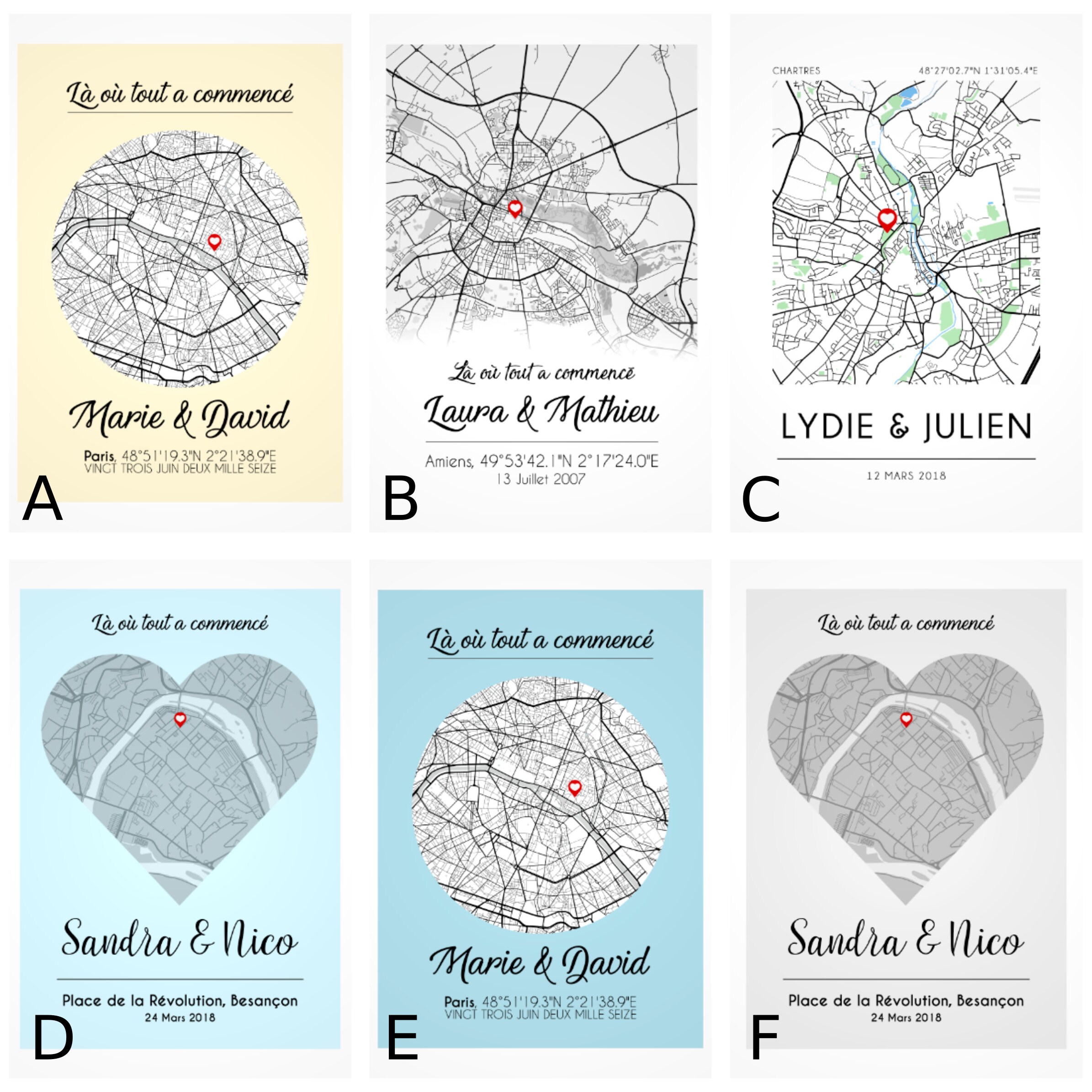 Meeting Place Couple Map Poster, Personalized Couple Poster With Heart ...