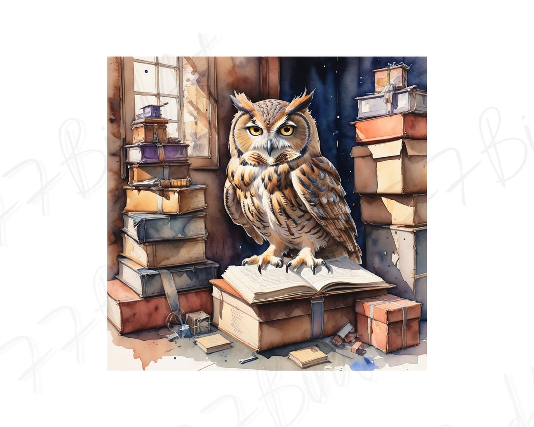 18 Wizard Owls Clipart Bundle, 18 High Quality Watercolor Jpgs Craft ...