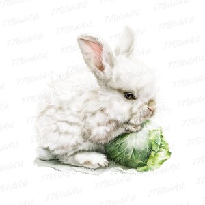 14 Cute Bunny Clipart Set, Watercolor Rabbit Clipart, Printable ...