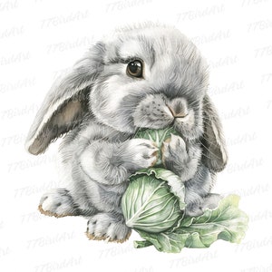 14 Cute Bunny Clipart Set, Watercolor Rabbit Clipart, Printable ...