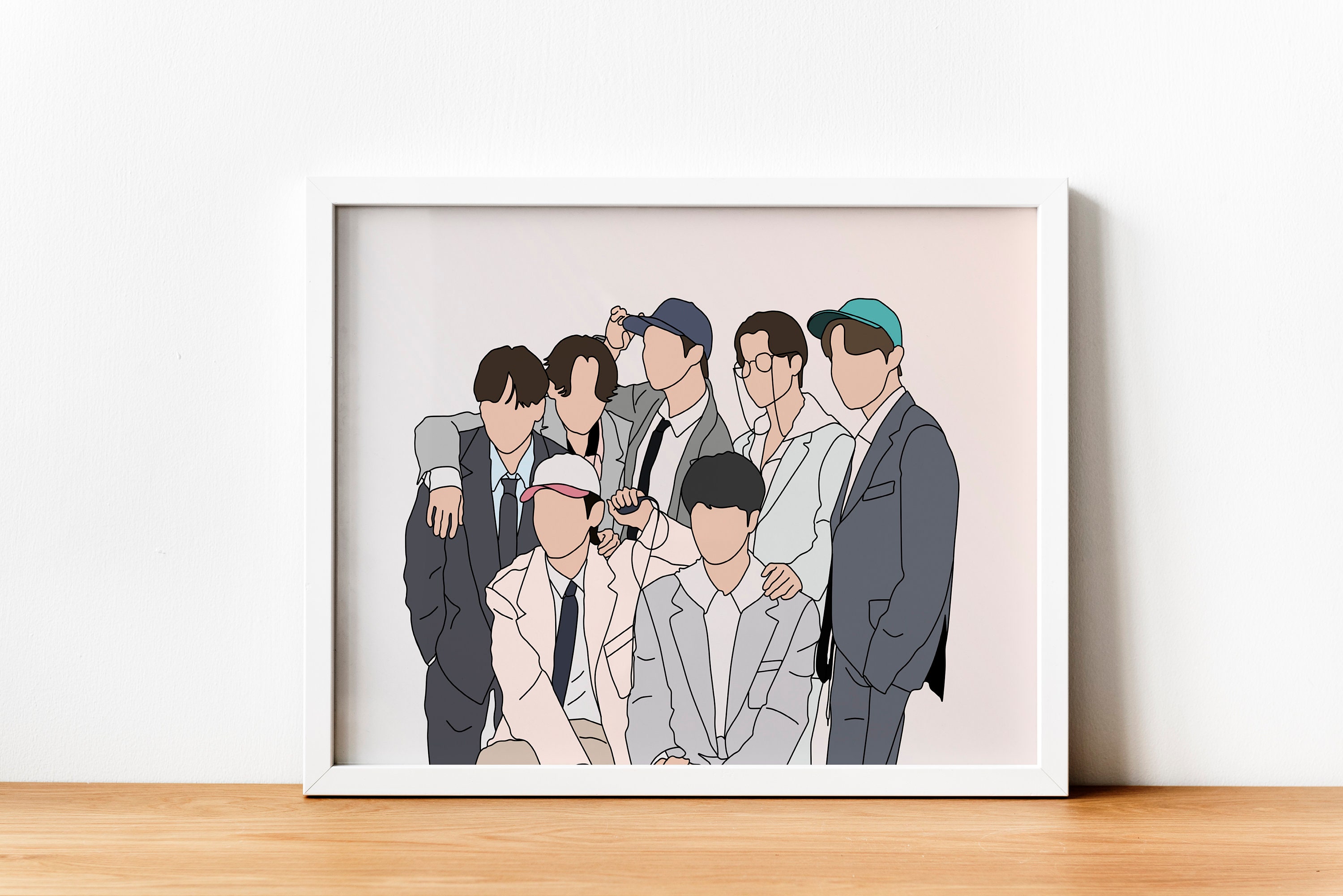 Bts Line Art Poster Bts Wall Art Bts Poster Bts T Bts Etsy